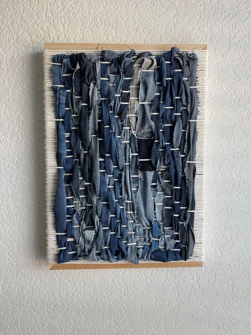 Woven Tile- Recycled Denim Jeans by Mpwovenn Fiber Art by Mindy Pantuso ...