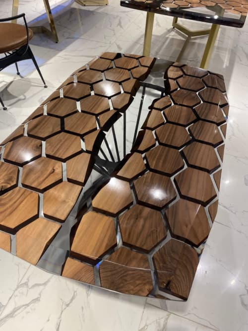 Hexagon Coffee Table, Epoxy Resin Side Table, End Table by Tinella Wood ...