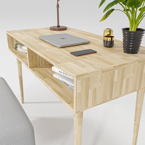 Oak Home Office Desk, Solid Wood Desk, Natural Writing Desk by ...