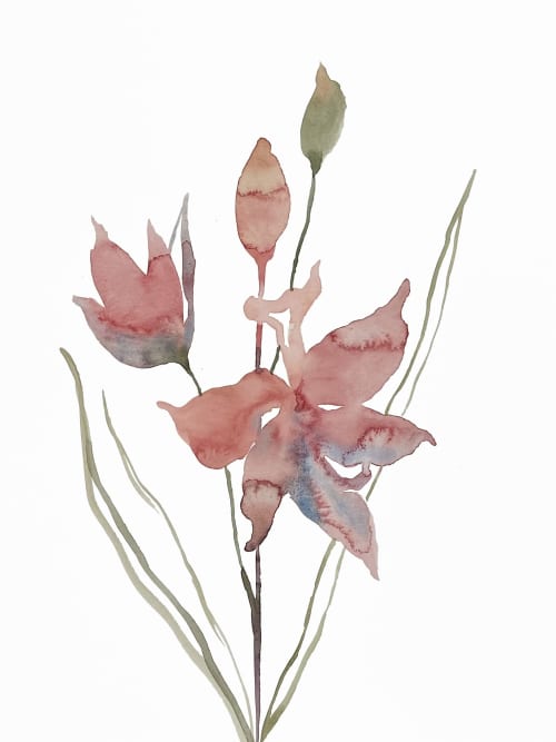 Grass Pink No. 2 : Original Watercolor Painting by Elizabeth Becker ...