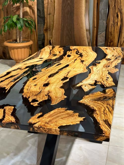 Black Epoxy Resin Dining Table - Made To Order by Gül Natural Furniture ...