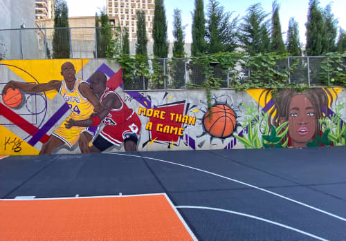 Kobe Bryant & Michael Jordan Tribute Mural by Musya Qeburia | Wescover ...