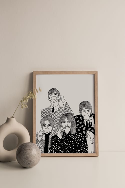 The Beatles Drinking Tea Art Print by Carissa Tanton | Wescover Prints