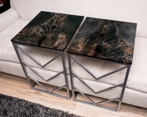 Ebonized Maple Chevron C-Tables by Lumberlust Designs at Private ...