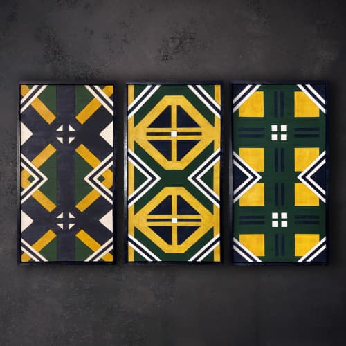 Rwanda Pattern Wood Wall Art, Set of 3 by Skal Collective | Wescover ...