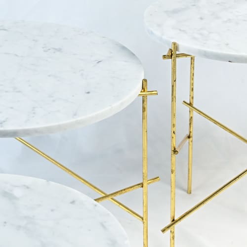 The Stilts - Carrara marble and gold leaf Coffee tables by DFdesignLab ...