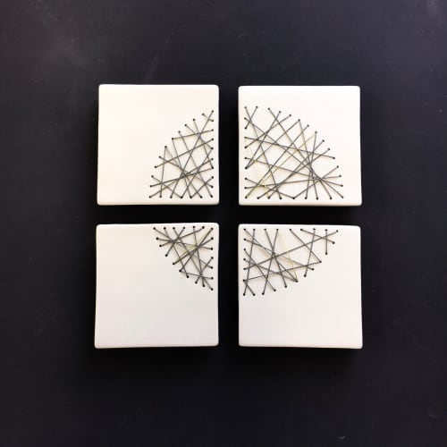 Set Of 4 Stitched Ceramic Squares by Elizabeth Prince Ceramics ...