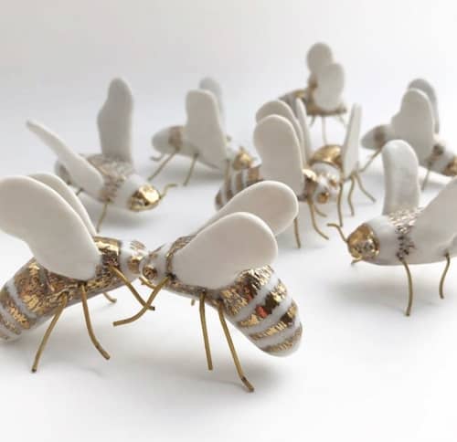 Porcelain Bee sculptures by BIRDCANFOX at Petersham Nurseries, Richmond ...
