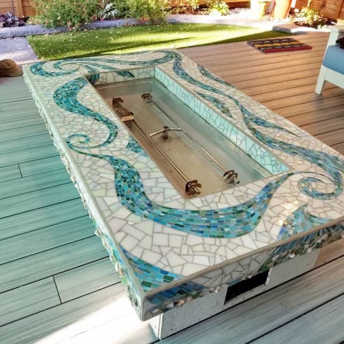 Mosaic Fire Pit by JK Mosaic, LLC | Wescover Art