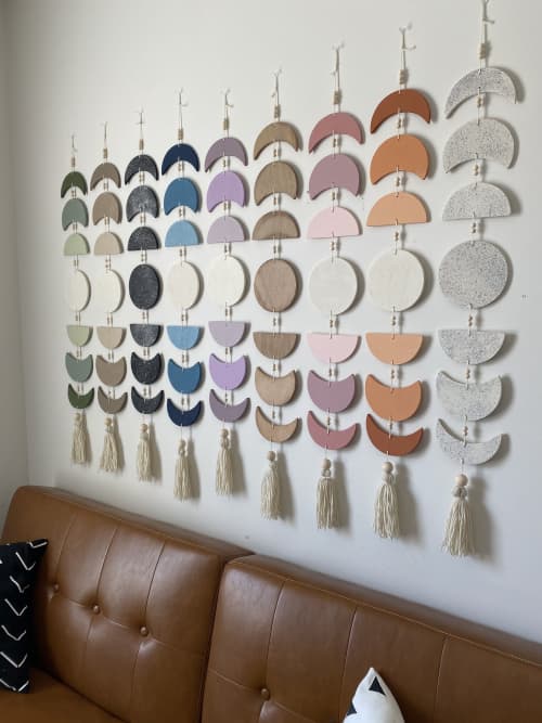 Wooden Moon Phase Wall Hanging by Over the Knotted Moon | Wescover Wall ...