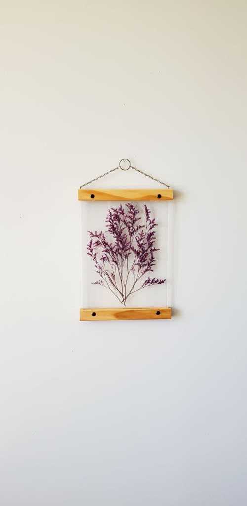 purple pressed flower wall art decor for earthy bedroom deco by Studio ...
