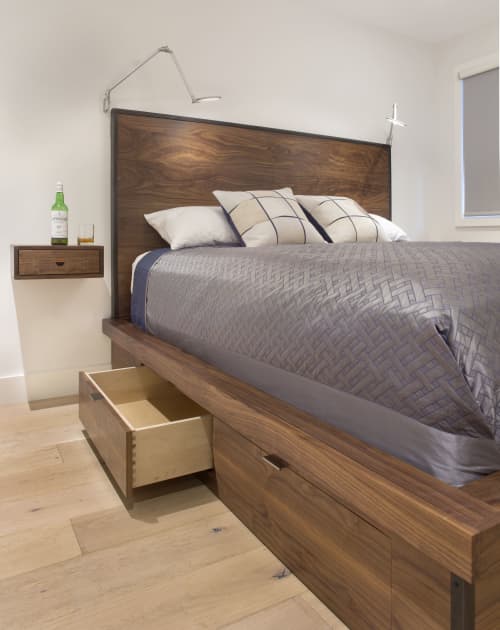 Custom Walnut Platform Bed With Floating Nightstands by Kenichi ...