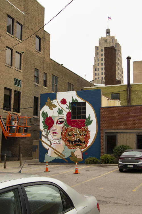 Japanese Kabuki Girl Mural: Exterior Cinder Block by JUURI | Wescover ...