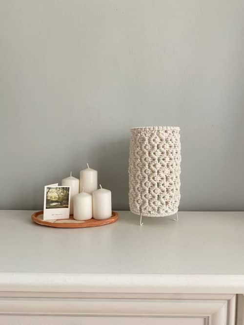 Table lamp with handmade macrame lampshade, Bedside lamp by Got A Knot ...