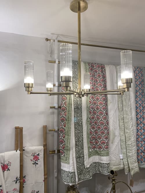 Ceiling light made in brass structure and curved glass by Bronzetto ...