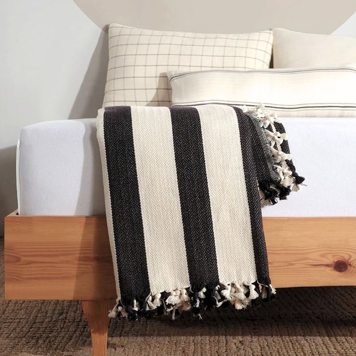 Black & Cream Striped Throw Blanket & Bed Spread by Lumina Design ...