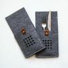 Grey felt Cutlery holders pockets "Little Squares" Set of 2 by ...
