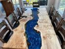 River Epoxy Resin Table, Blue White Resin Dining Table by ...