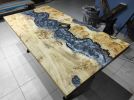 Living Edge River Resin Dining Table, Swamp Oak Metallic by ...