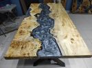 Living Edge River Resin Dining Table, Swamp Oak Metallic by ...