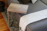 Solid Ash Wood & Silver Metal C Table with Grey Stain by Hazel Oak ...