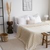 Cream Plaid Throw Blanket & Bed Spread by Lumina Design | Wescover ...