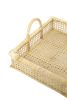 Handmade 20" Rectangle Woven Rattan & Cane Tray with Handle by Amara ...